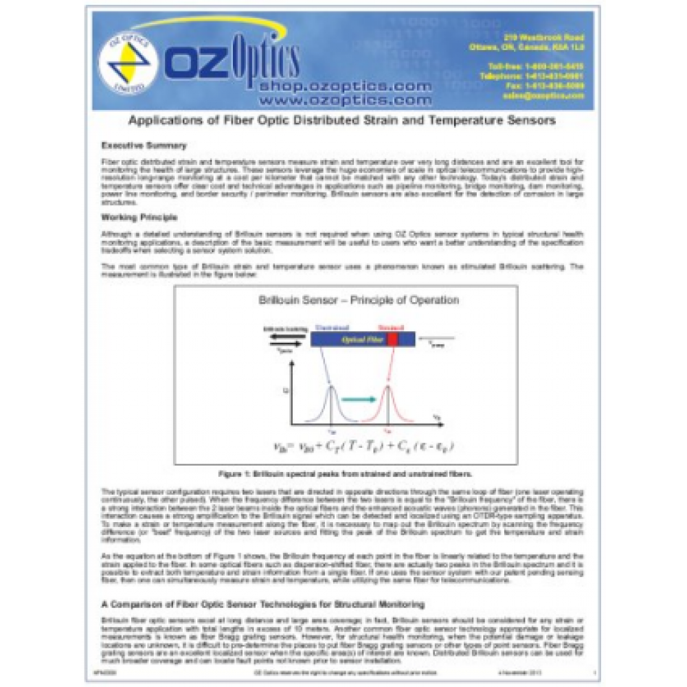 Fibre Optic Distributed Strain and Temperature Sensors