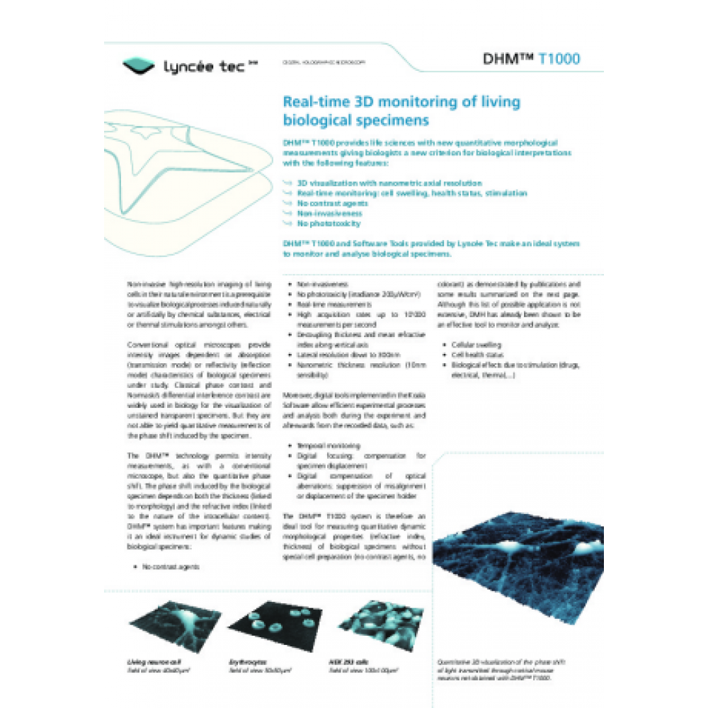 Real-time 3D monitoring of living biological specimens